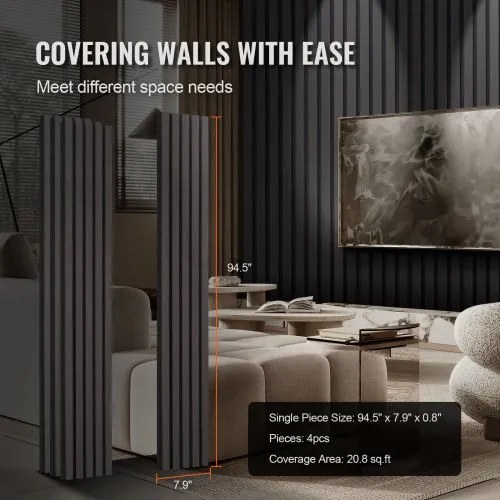 Dřevěné lamelové akustické panely 20,1 × 240 cm pro moderní nástěnný dekor Černý dub