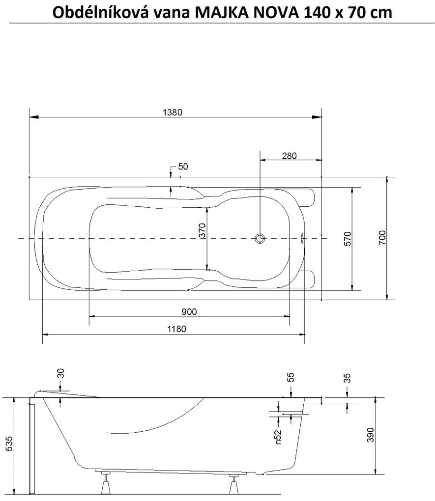 Besco Majka Nova akrylátová vana Délka vany: 120cm