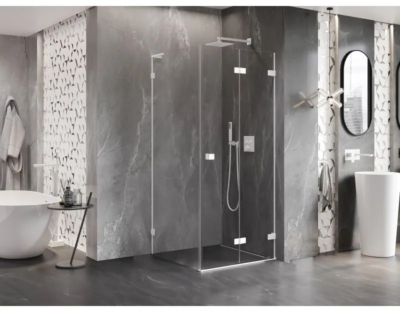 Mexen Lunar-F L, sprchový kout pravý 90 x 90 cm, 8mm čiré sklo, bílý profil, 836L-090-090-20-00-P