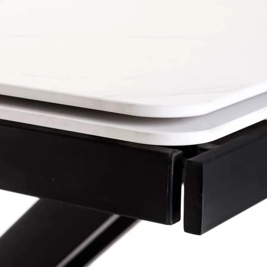 Autronic Rozkládací jídelní stůl HT-450M BK - 20+30+30x80 cm - bílý mramor/černý matný lak