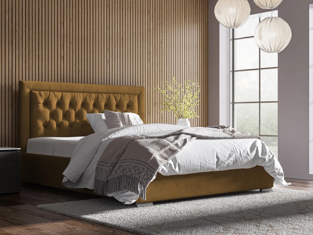 Eka Čalouněná postel Mona - Kronos 180x200 cm Barva látky: Mintová (Kronos 26), Úložný prostor: S kovovým rámem úložného prostoru