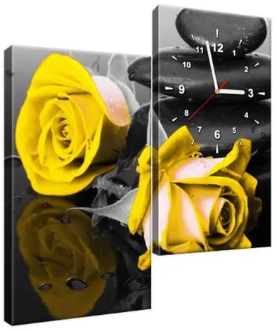 Tištěný obraz s hodinami Žlutá růže and spa 60x60cm ZP2554A_2J