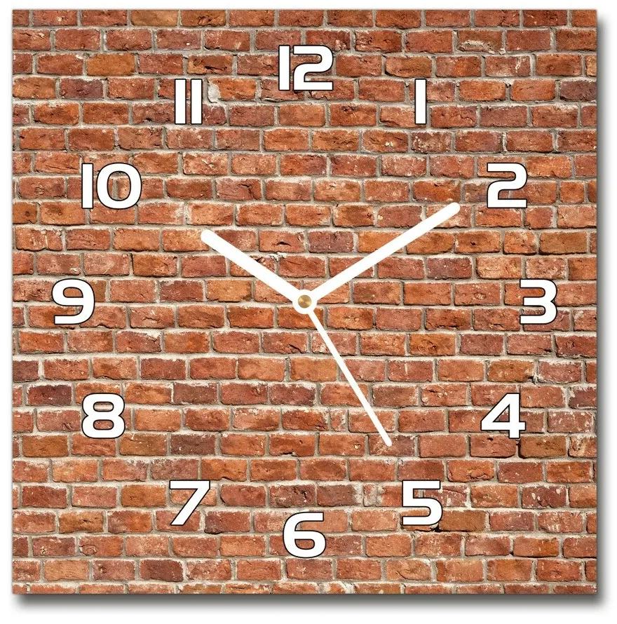 Wallmuralia Skleněné hodiny čtverec Zděná zeď 30x30 cm