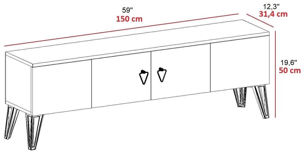 LARISA TV stolek na nožičkách, bílá / zlatá