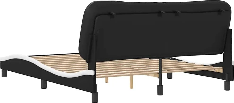 Rám postele bez matrace Hvar černý a bílý 160 x 200 cm umělá kůže 3208014