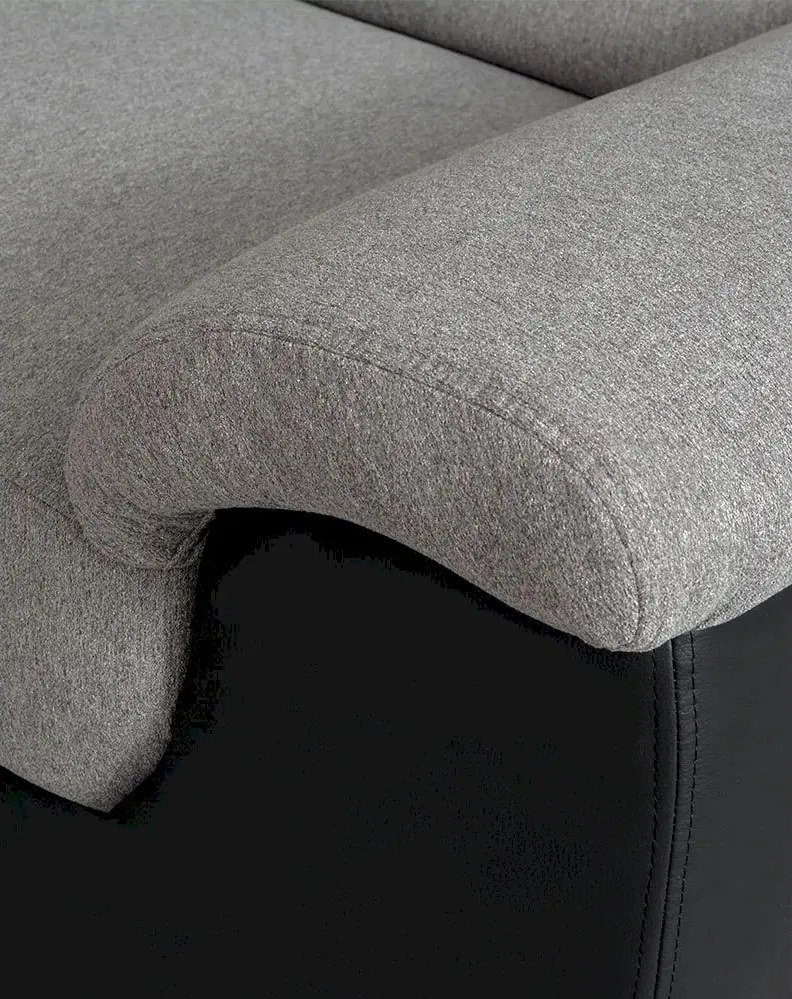 Rozkládací rohová sedačka DIVARO U I světle šedá / černá (380 x 174) cm levý roh