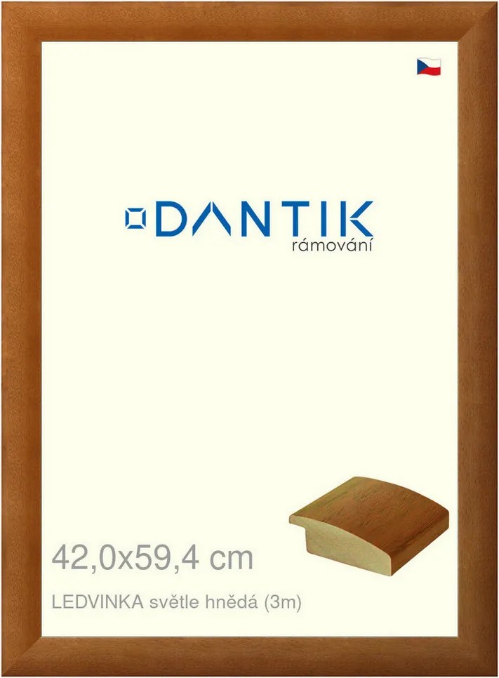 DANTIK rámeček 42x59,4 | LEDVINKA světle hnědá (Plexi Čiré)