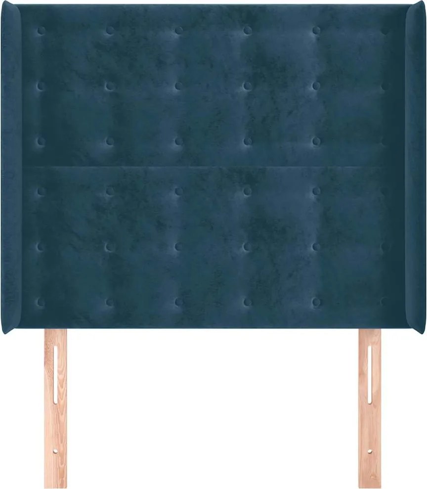 Čelo postele typu ušák tmavě modrá 83x16x118/128 cm samet 3120048