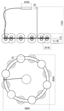 Redo group Redo Sinclair, černé kruhové závěsné svítidlo, LED 74,4W 3000K, stmívatelné, průměr 80cm