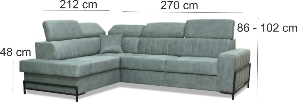 Rohová rozkládací sedací souprava do L OSKAR, 270 cm, s úložným prostorem Roh pohovky: Pravý roh, Barva látky: Světle šedá (Soro 83)
