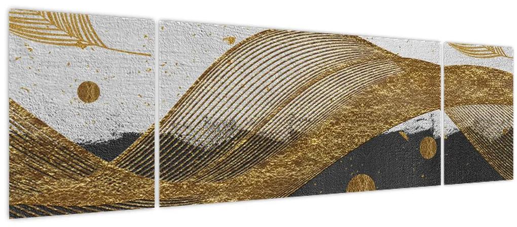 Obraz - Zlaté pírka (170x50 cm)