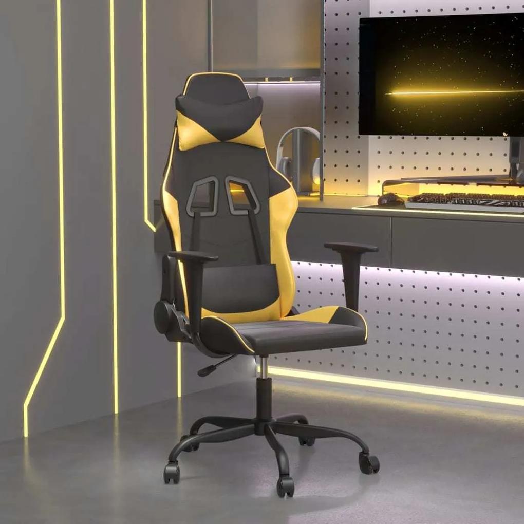 vidaXL Masážní herní židle umělá kůže [345399] Barva: Černý a zlatý