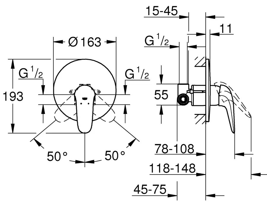 Grohe Eurostyle - Páková sprchová baterie, komplet, chrom 23725003