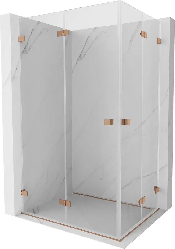 Mexen Lunar-F Duo, skládací sprchový kout 80 x 75 cm, 8mm čiré sklo, profil měděná matná, 836-080L-075P-65-00