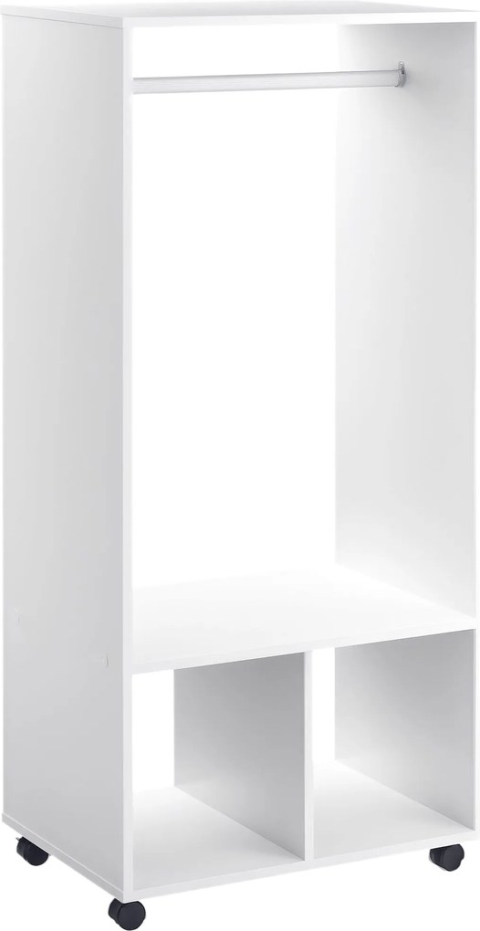 HOMCOM Skříň na kolečkách s otevřenými policemi organizátor pro oblečení 60x40x128 cm Bílá | Aosom
