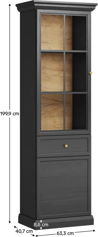 Vitrína, černý grafit, LOCCA W2D1S
