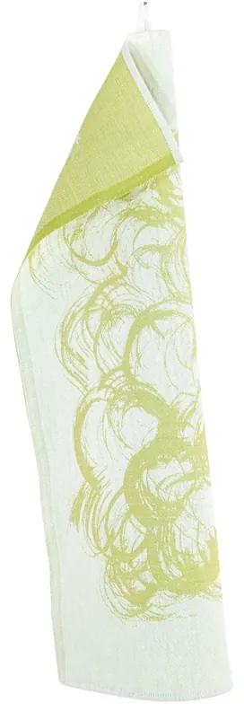 Lněná utěrka Lähteikkö 46x70, bílo-limetkově zelená