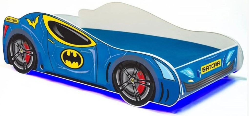 ADRK Postel BATCAR, CH-BAT-CAR-140+L-S005, 140x70 cm s LED osvětlením a matrací, modrá