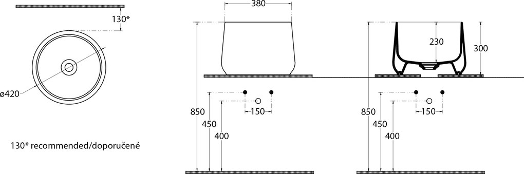 Isvea ALLEGRO keramické umyvadlo na desku průměr 42 cm bílá 10AL66042