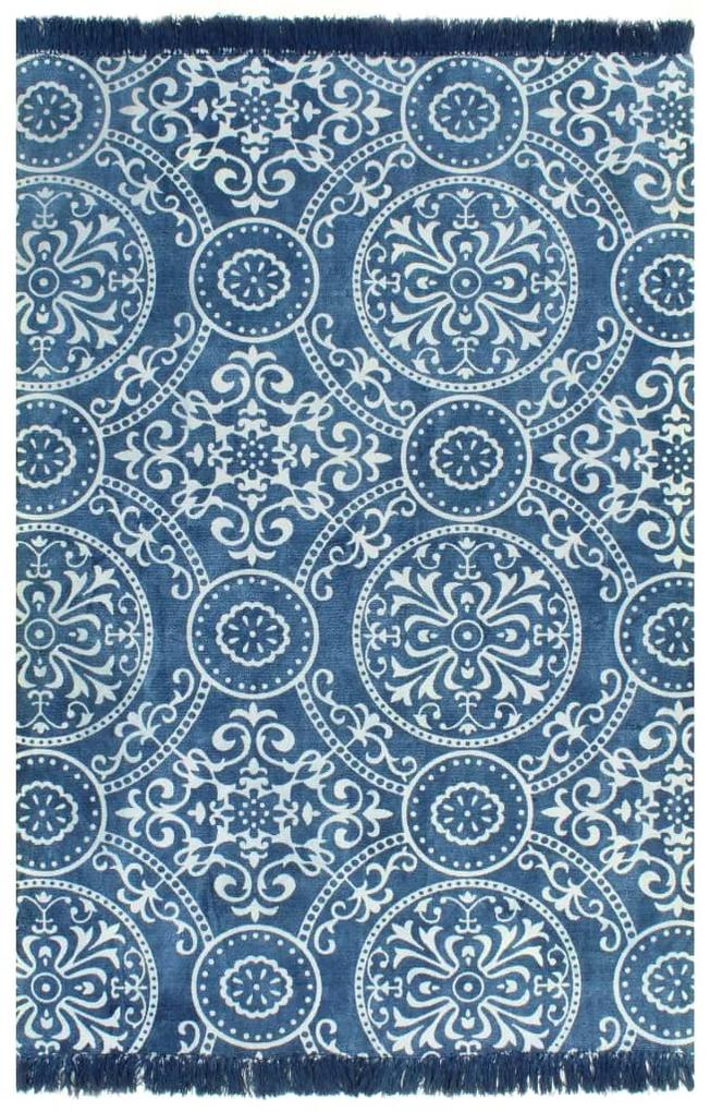 246556 vidaXL Koberec Kilim se vzorem bavlněný 160 x 230 cm modrý