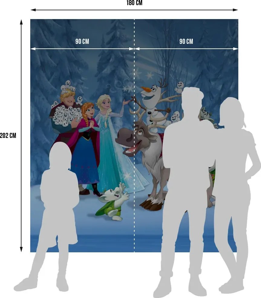 Dětská vliesová fototapeta na zed' Ledové království na ledě, Disney | 180 x 202 cm | DFTDNXL 5149