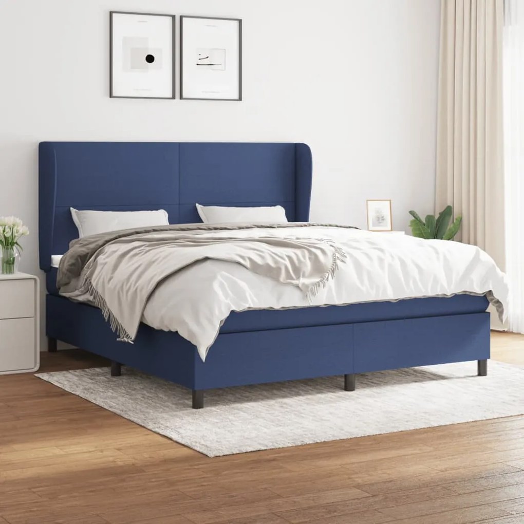 Box spring postel s matrací modrá 160x200 cm textil 3127819
