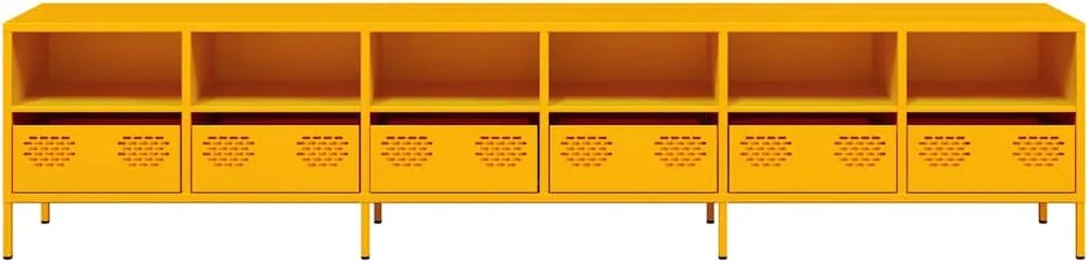 TV skříňka žlutá 202 x 39 x 43,5 cm ocel válcovaná za studena 3307158