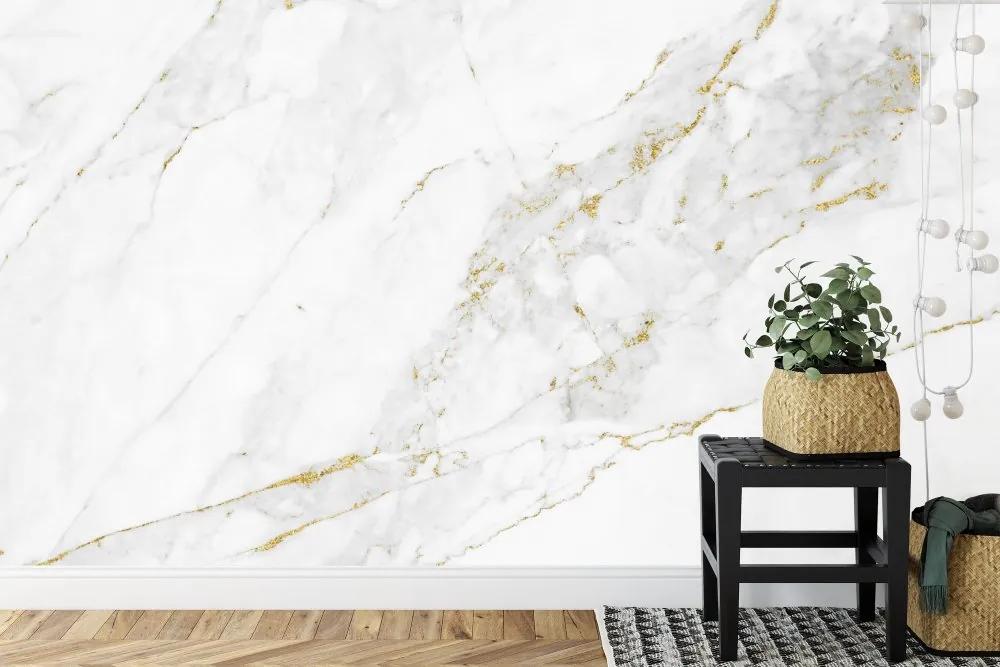 Fototapeta White Gold Marble Texture Pattern Background With High Resolution Design For Cover Book Or Brochure, Poster, Wallpaper Background Or Realistic Business Hladký vinyl 405x270
