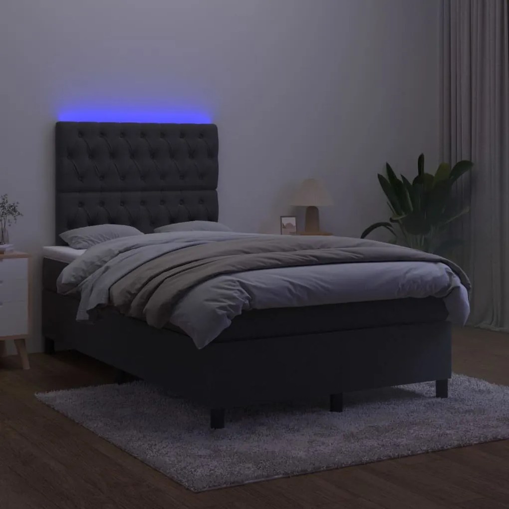 Box spring postel s matrací a LED černá 120x200 cm samet 3136295