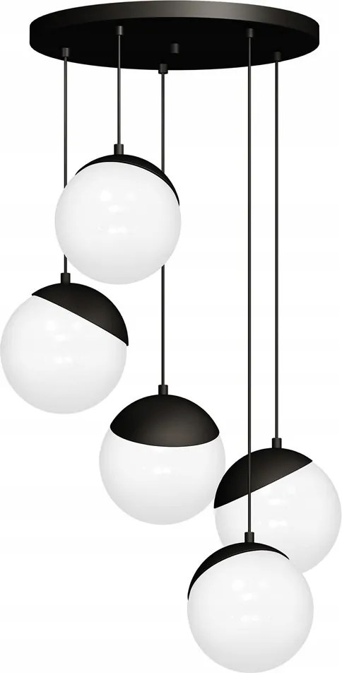 Závěsná lampa 5 kuliček x E14 Sfera Black MLP8869 Eko-light
