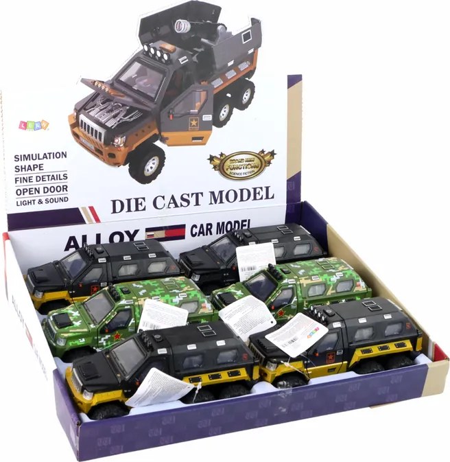 LEAN Toys Auto s dělem uvnitř, zvuk, světlo, 3 barvy