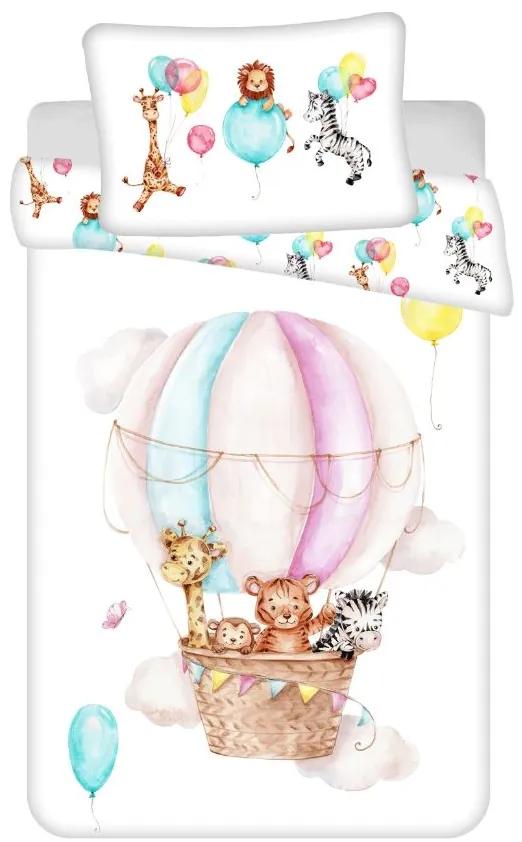 Povlečení bavlna do postýlky - Zvířátka Flying balloon baby
