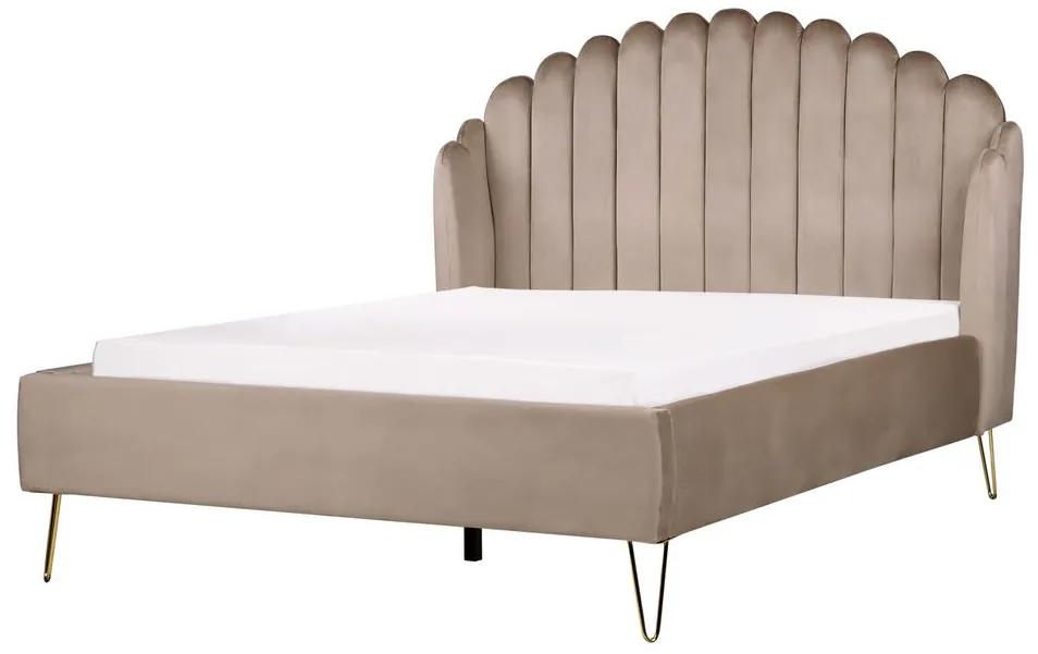 Sametová postel 140 x 200 cm taupe AMBILLOU Beliani