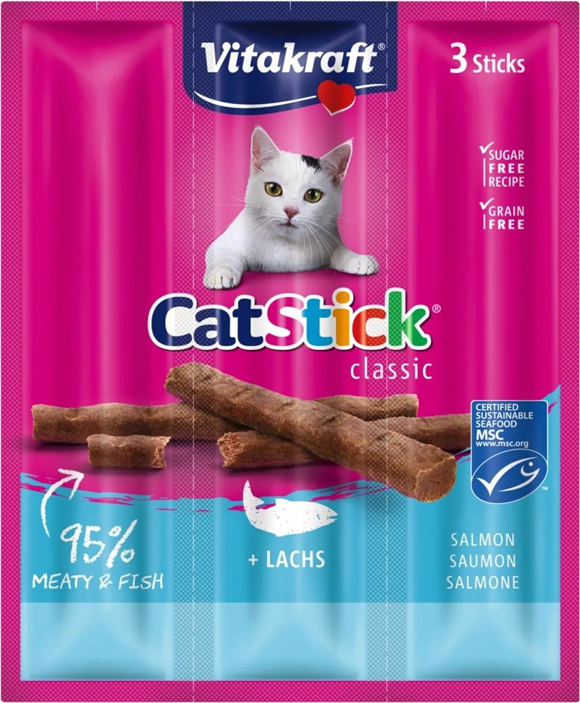 Vitakraft Pochoutka pro kočky Cat Stick losos 3 x 6 g, 3 ks
