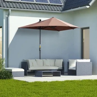 Outsunny terasový slunečník 200x190x240 cm s klikou, ocelovou tyčí a křížovou základnou, odolný proti UV záření pro terasu a balkon, káva