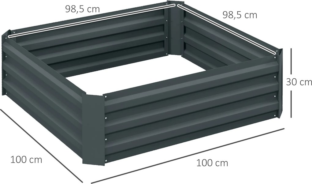 Outsunny 2-dílný vyvýšený záhon z oceli, studený rám pro rostliny, zahradní box na bylinky 100x100x30cm pro zahradu, balkon, terasu, záhon pro květin…