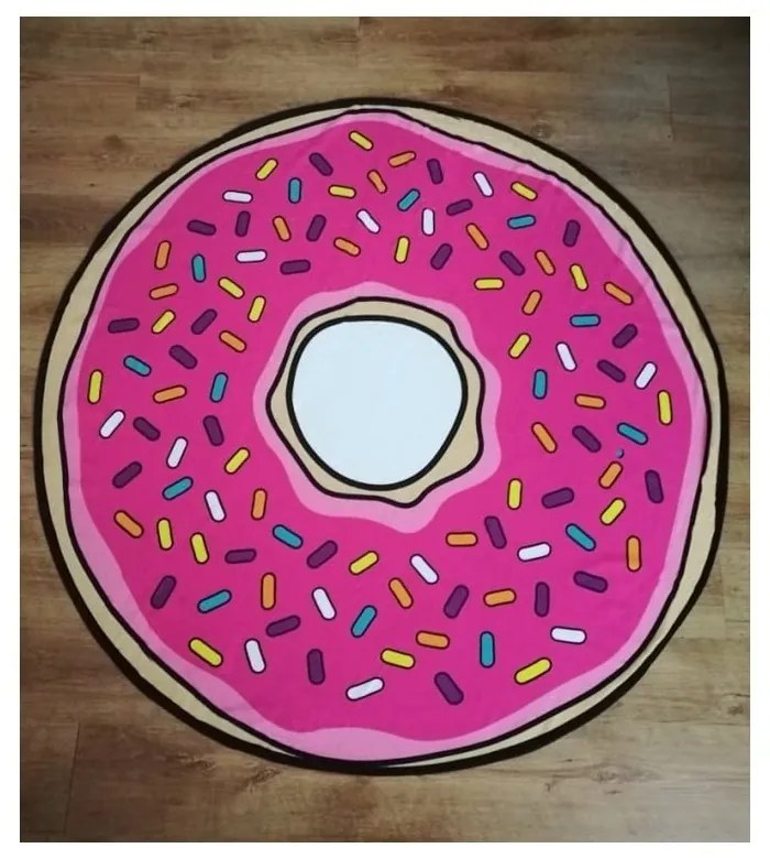 Růžová dětská plážová osuška ø 150 cm Donut – JAHU collections