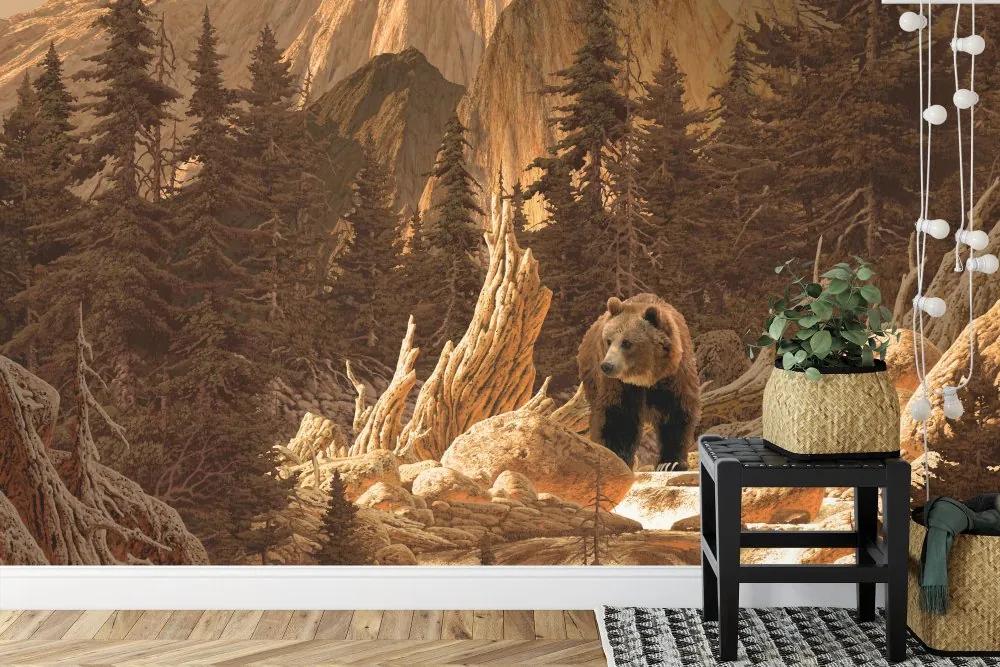 Fototapeta Bear In The Mountains Samolepící tapety 104x70.5