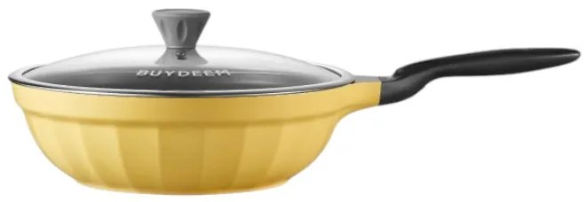 Buydeem cast aluminum nonstick frying pan 30 cm, model cp102, color mellow yellow