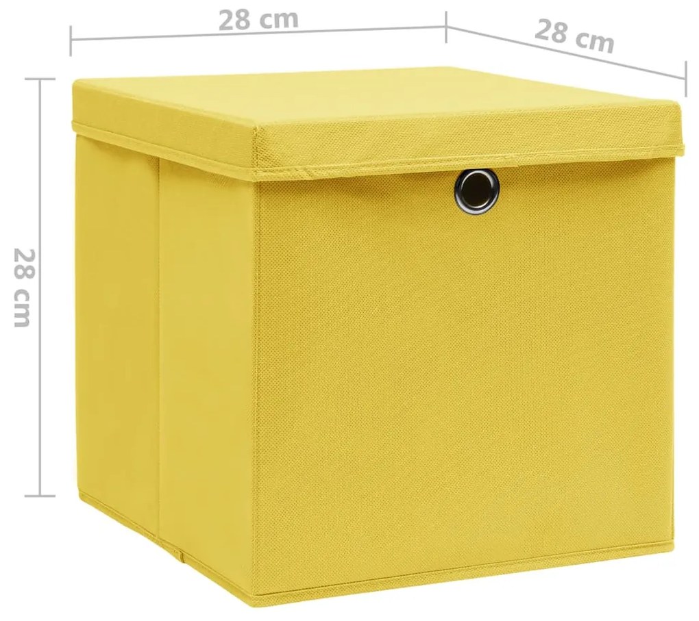 Úložné boxy s víky 10 ks 28 x 28 x 28 cm žluté - Default Title