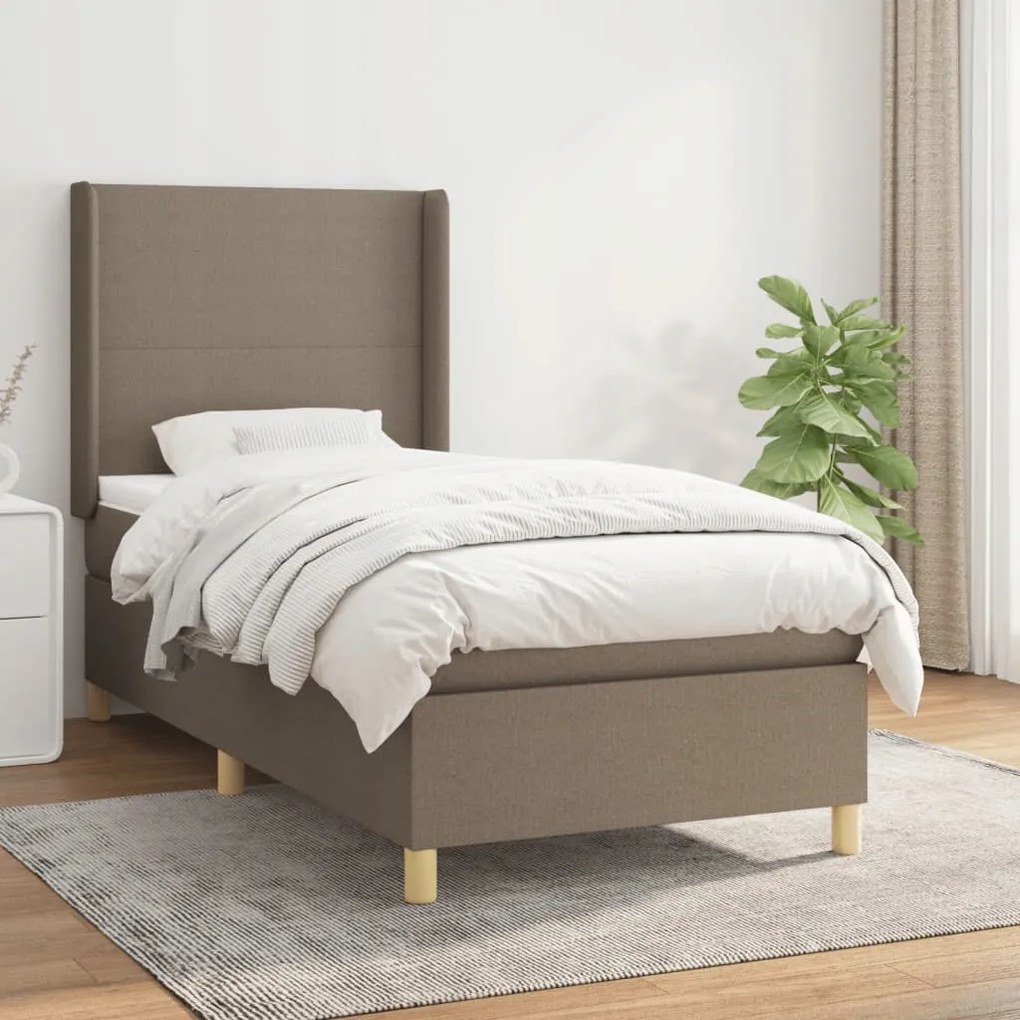 Box Spring Postel S Matrací Textil Taupe Hladký design 80 x 200 cm
