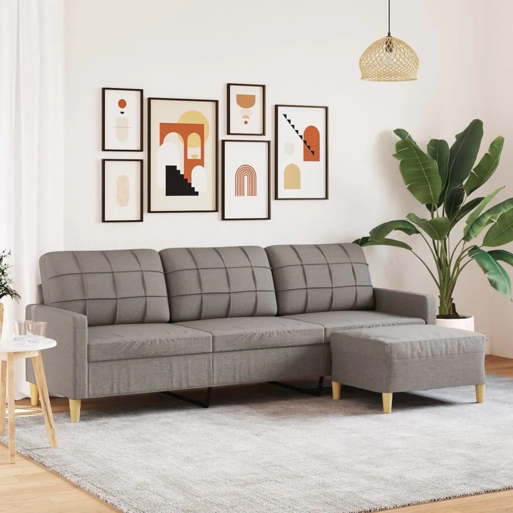 3místná pohovka s podnožkou taupe 210 cm textil 3278256