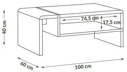 Konferenční stolek FRED antracit/dub artisan