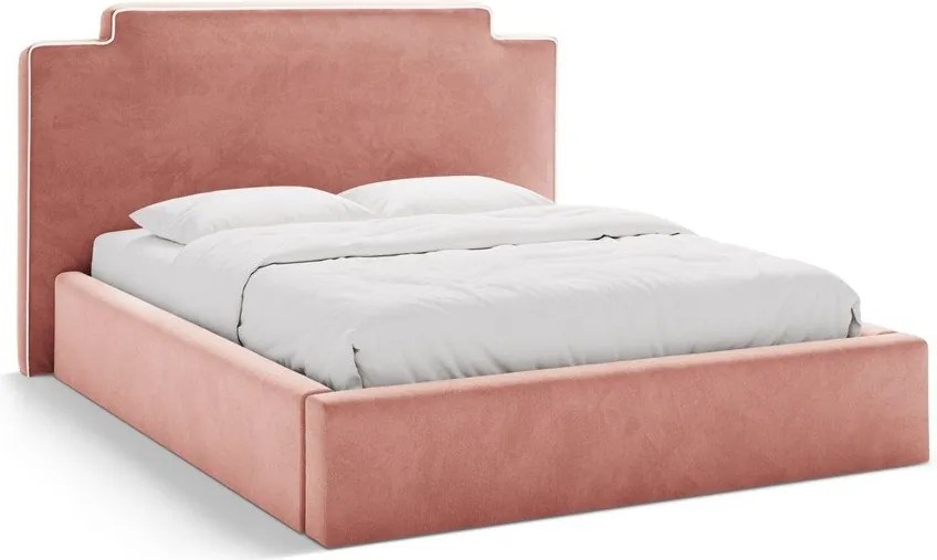Růžová čalouněná dvoulůžková postel s úložným prostorem s roštem 180x200 cm Princess – Micadoni