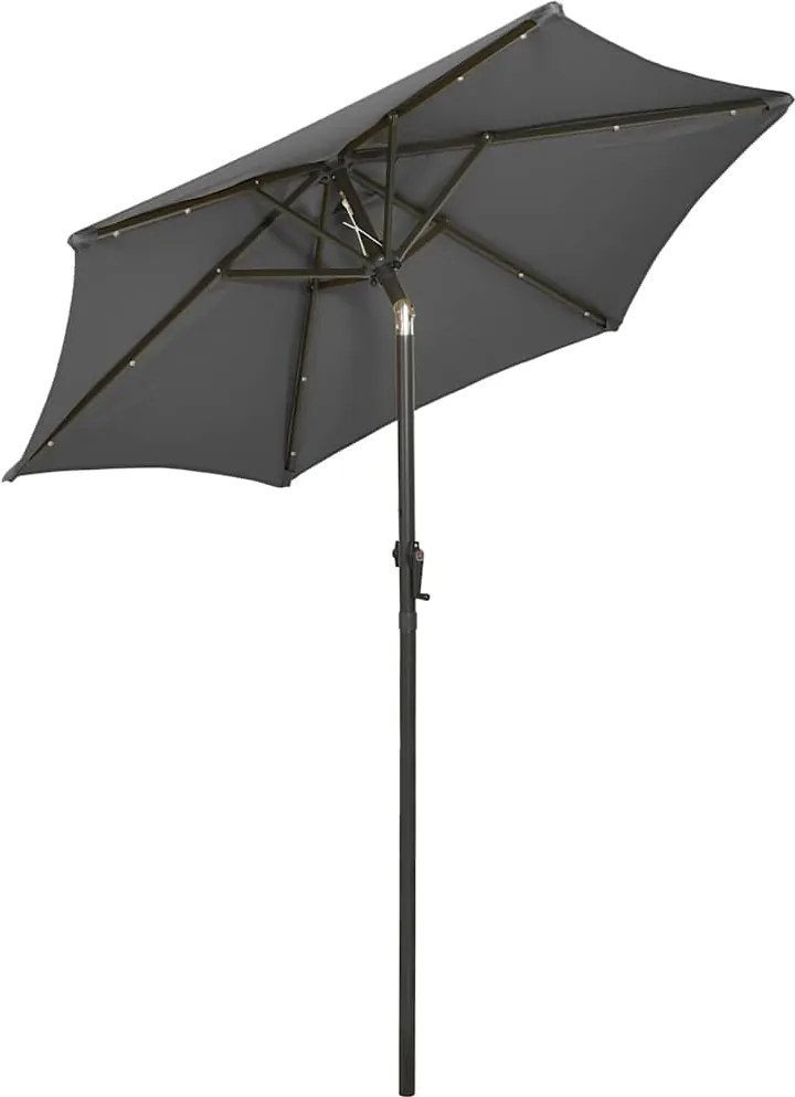 Zahradní slunečník s LED osvětlením antracit 200x211 cm hliník 313559