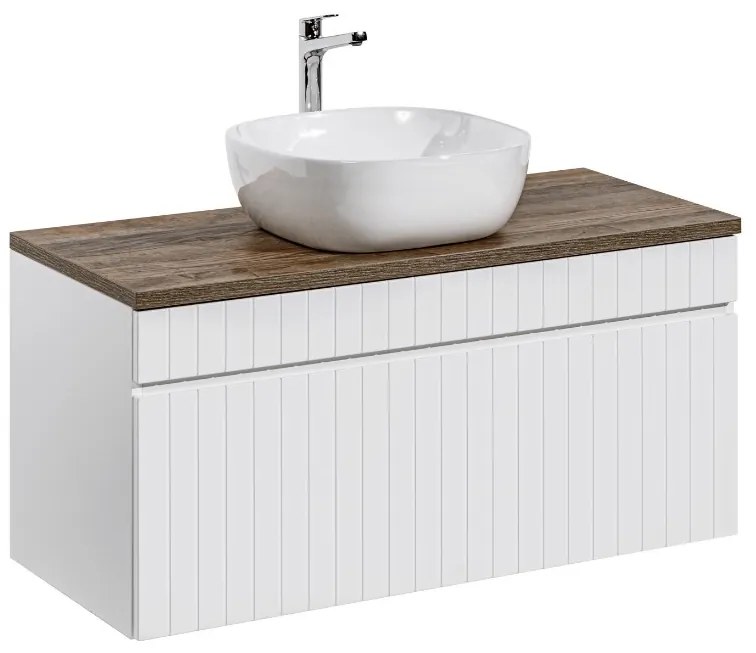 Koupelnová skříňka s umyvadlem a deskou ICONIC White DU100/1 | 100 cm