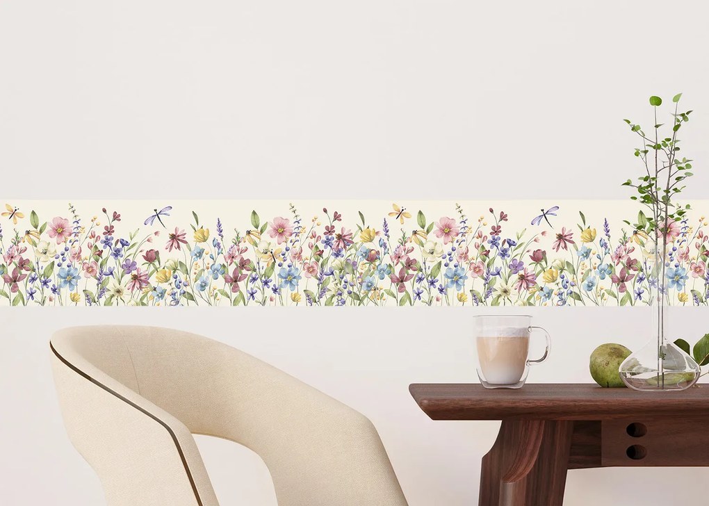 Samolepící bordura na zeď Divoká Akvarelová Flóra | 5 m x 13.8 cm | DWB8457