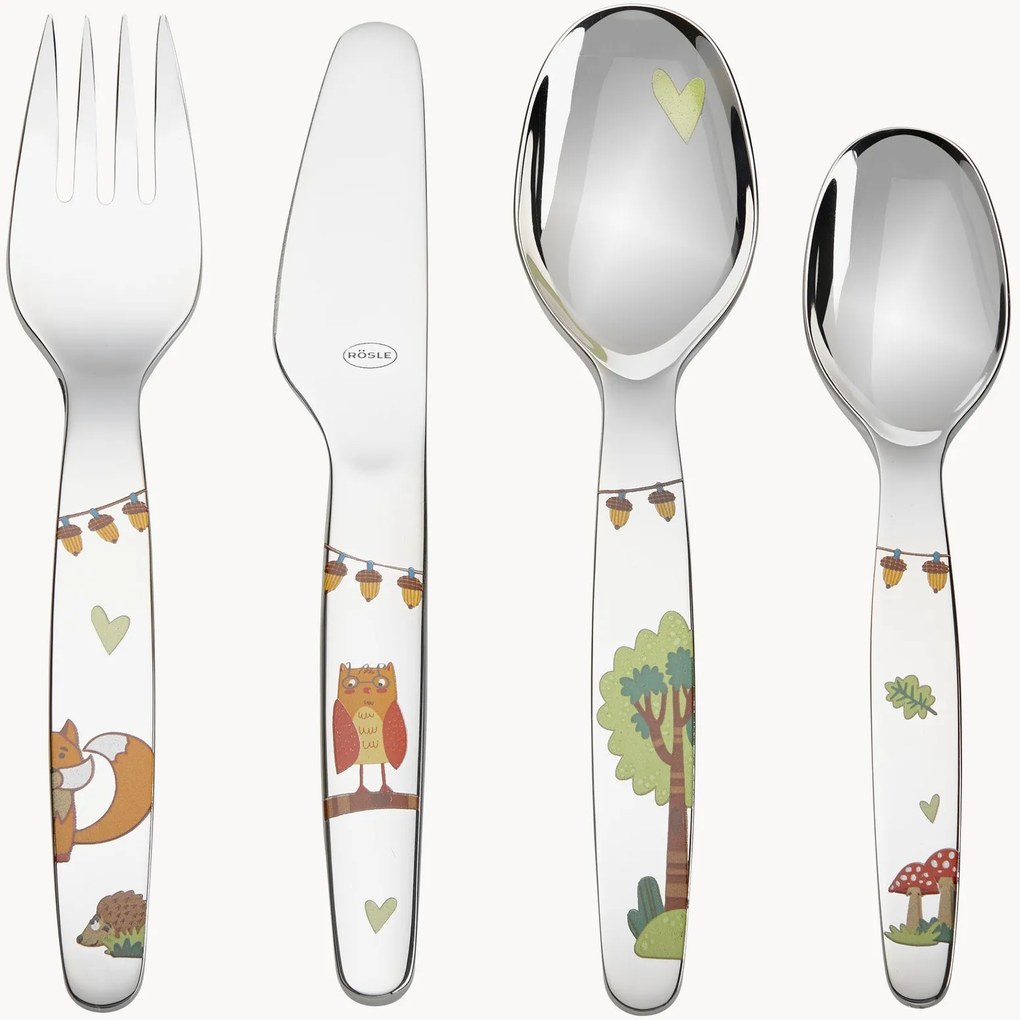 Sada dětského příboru Forest Friends, pro 1 osobu, 4 díly