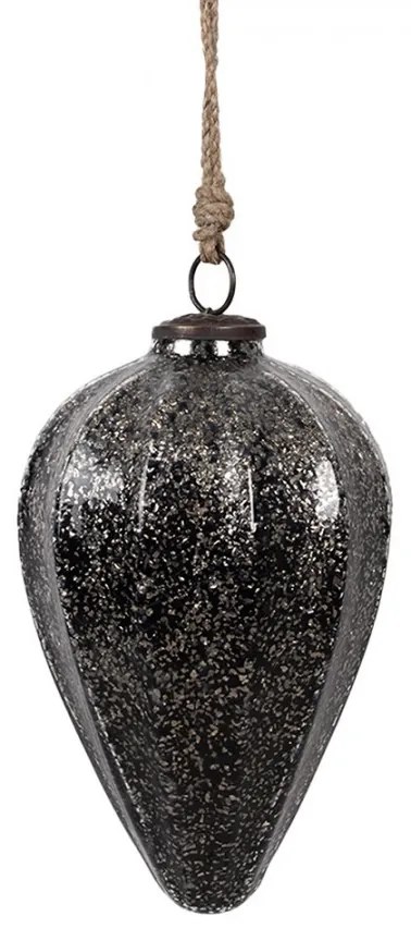 Černá skleněná vánoční ozdoba M - Ø 14*19 cm