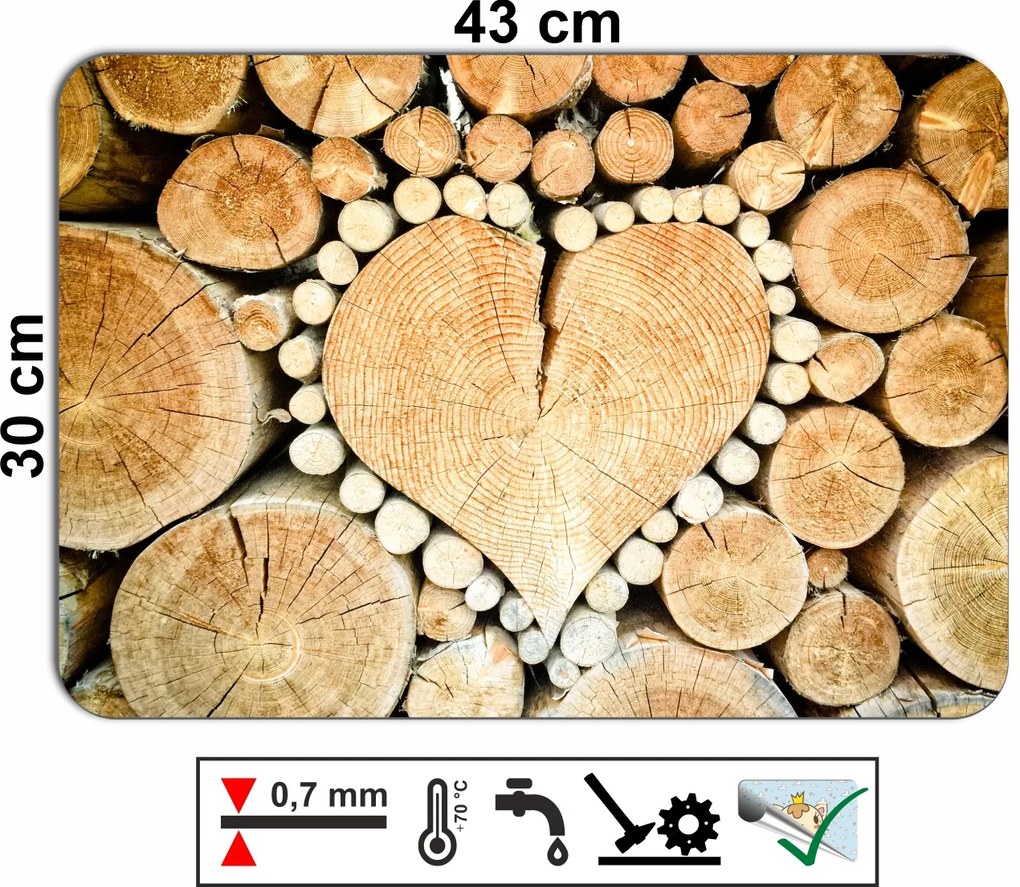 PokojovaDekorace.cz, Prostírání - 075, Imitace dřeva srdce, 43x30cm